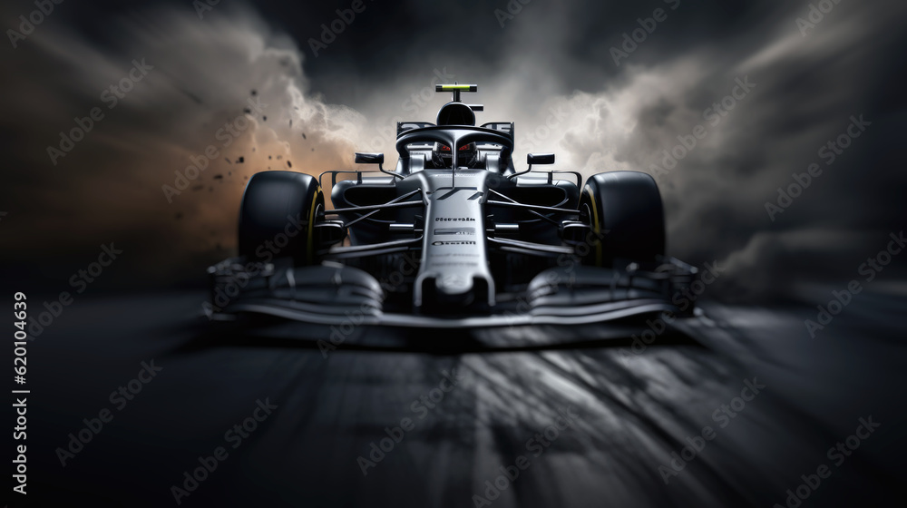 Formula 1 Racing Car coming out of Smoke Stock Photo | Adobe Stock