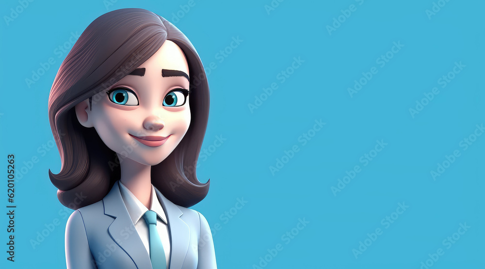 3d cartoon character of office woman, female manager, support center ...