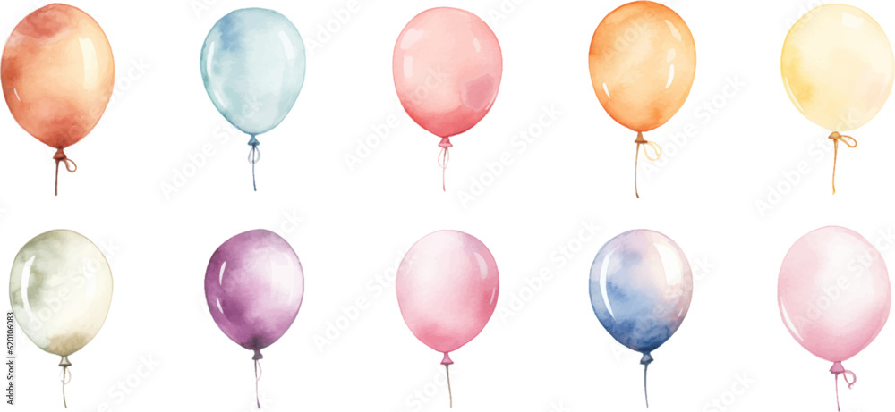 set balloon watercolor Stock Vector | Adobe Stock