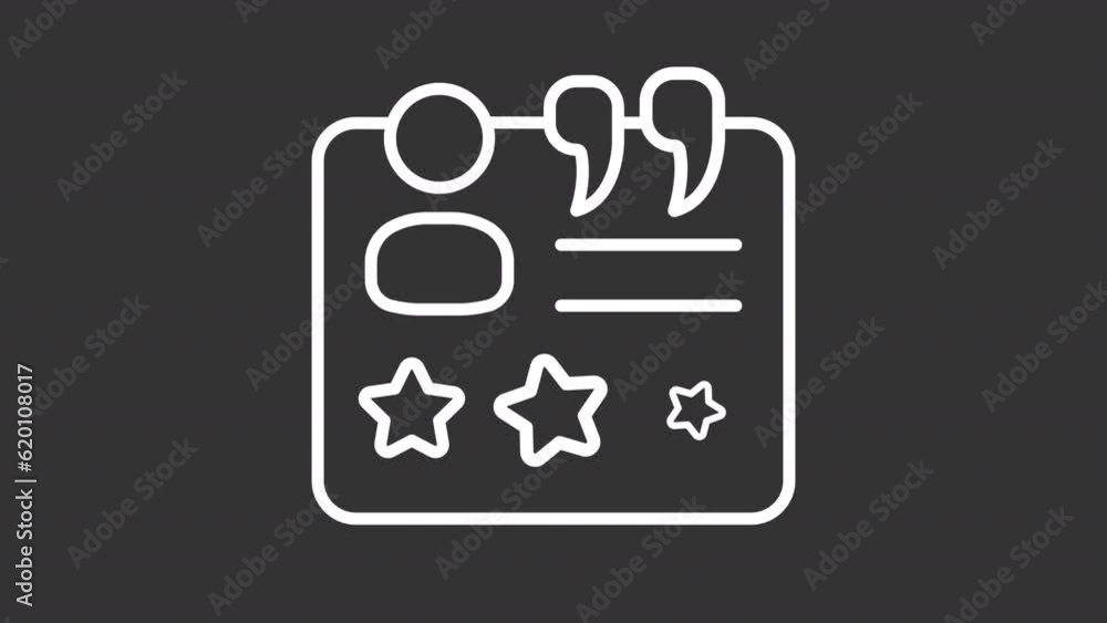 Video „User review white icon animation. Animated line review form with ...