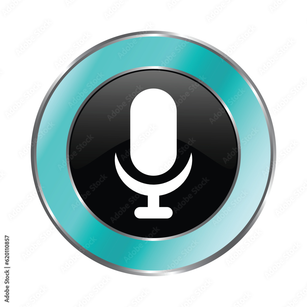 Microphone Icon Vector, Voice On Air Button, Podcast Icon, Broadcast, 3D Realistic Glossy And ...