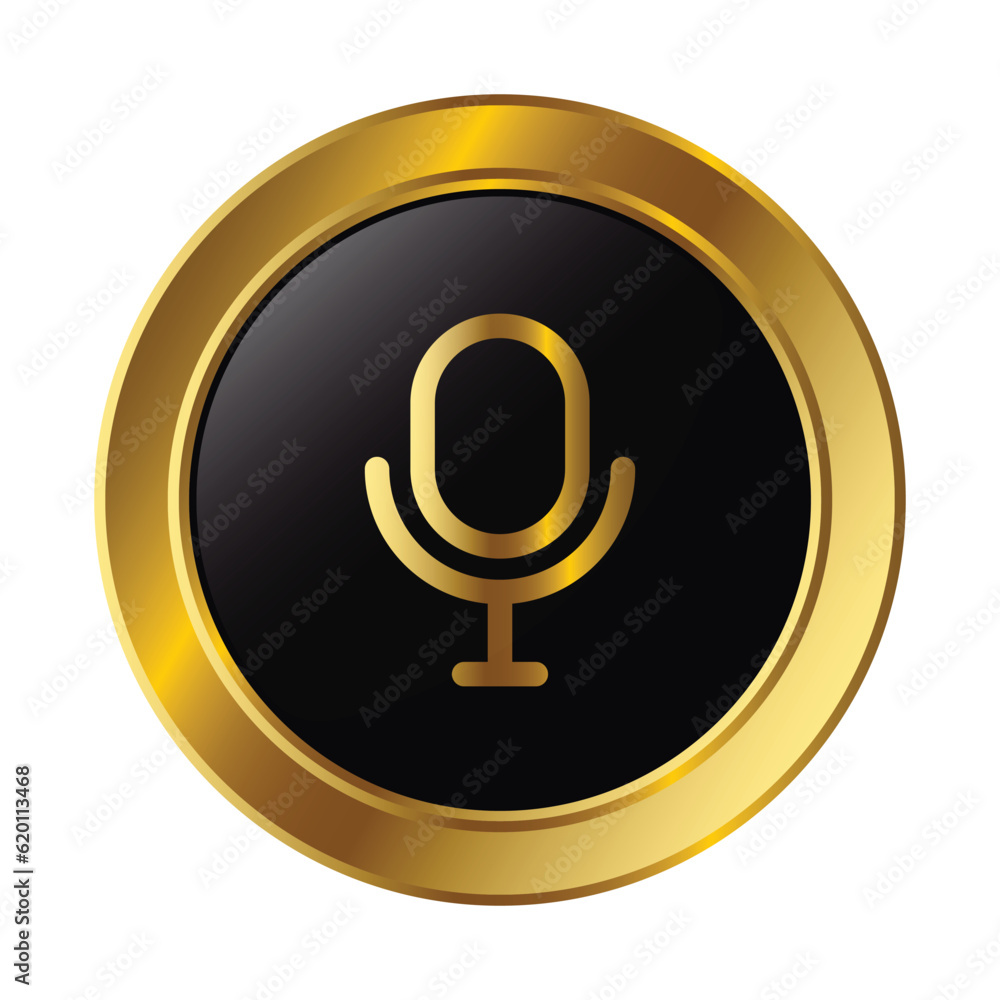 Microphone Icon Vector, Voice On Air Button, Podcast Icon, Broadcast, 3D Realistic Glossy And ...