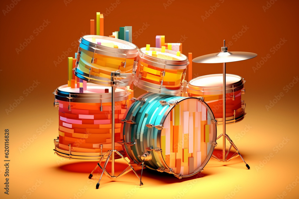An abstract geometric style rendering of a Bass Guitar, with its curved ...