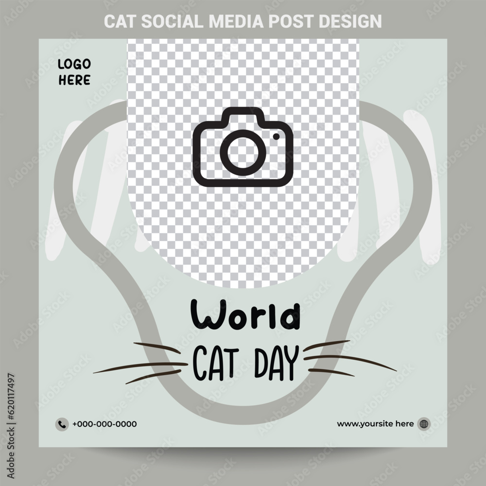 World cat day instagram and facebook post template Stock Vector | Adobe ...