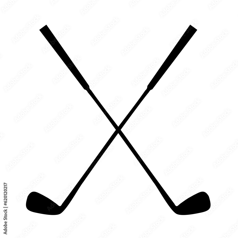 Pair of iron or wedge golf club flat vector icon for sports apps and ...