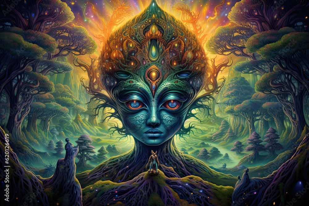 Psychedelic DMT entities, Trippy hallucinogen drug experience ...