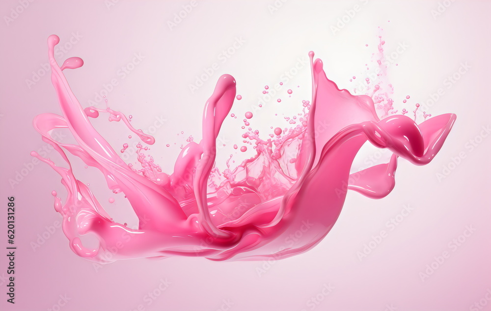 abstract splash of hot pink liquid isolated on plain cream studio ...