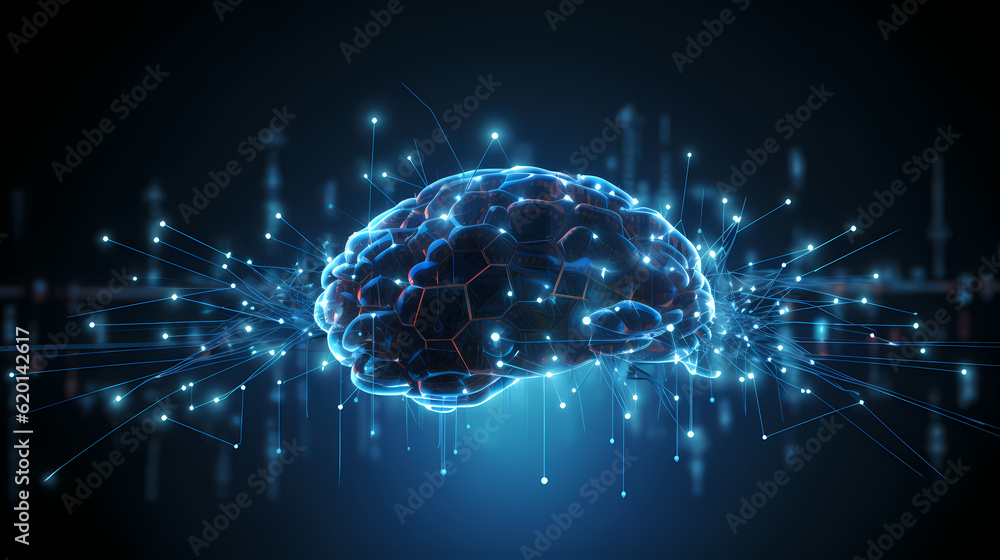 Human brain showing Intelligent thinking processing through the concept of a neural network ...