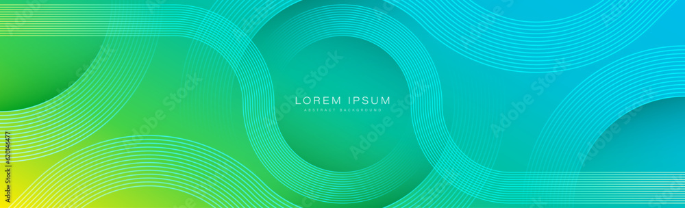 Abstract blue and green gradient background with circle lines ...