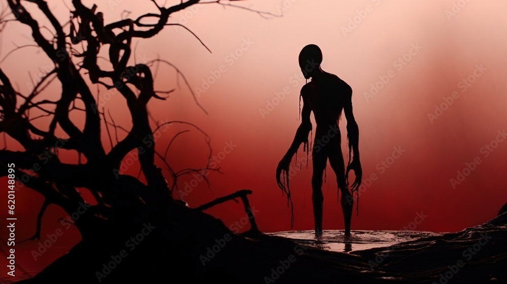 A dark terrifying silhouette of an evil entity. Created with Generative ...