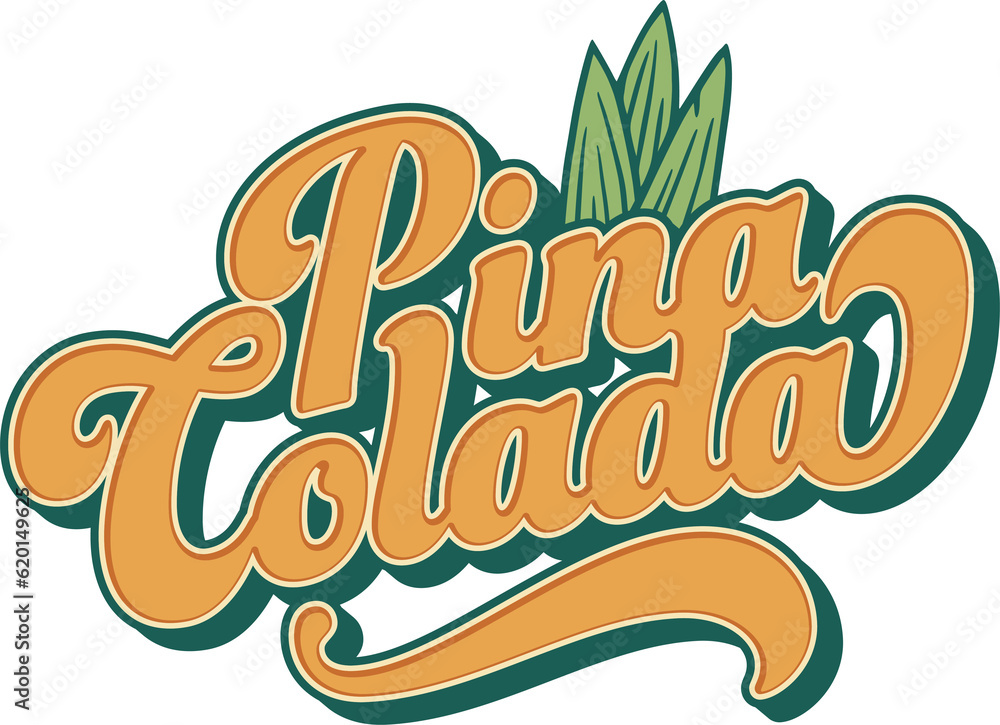 Pina Colada cocktail tee print with leaves of pineapple for summer ...