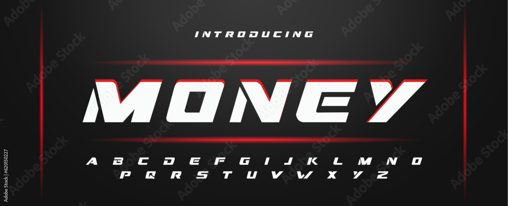 MONEY, Sports minimal tech font letter set. Luxury vector typeface for ...