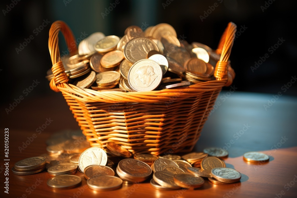 Basket of tithes and offerings in the Church return to God stewardship ...