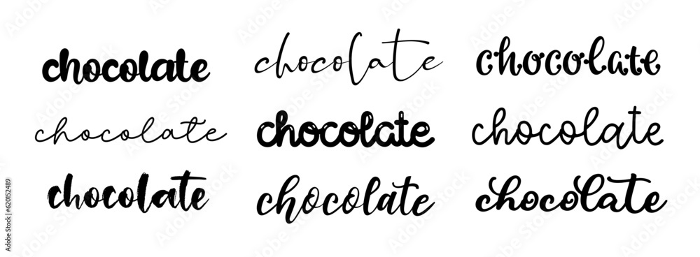 Chocolate. Vector logo set. Design word poster, flyer, banner, menu ...