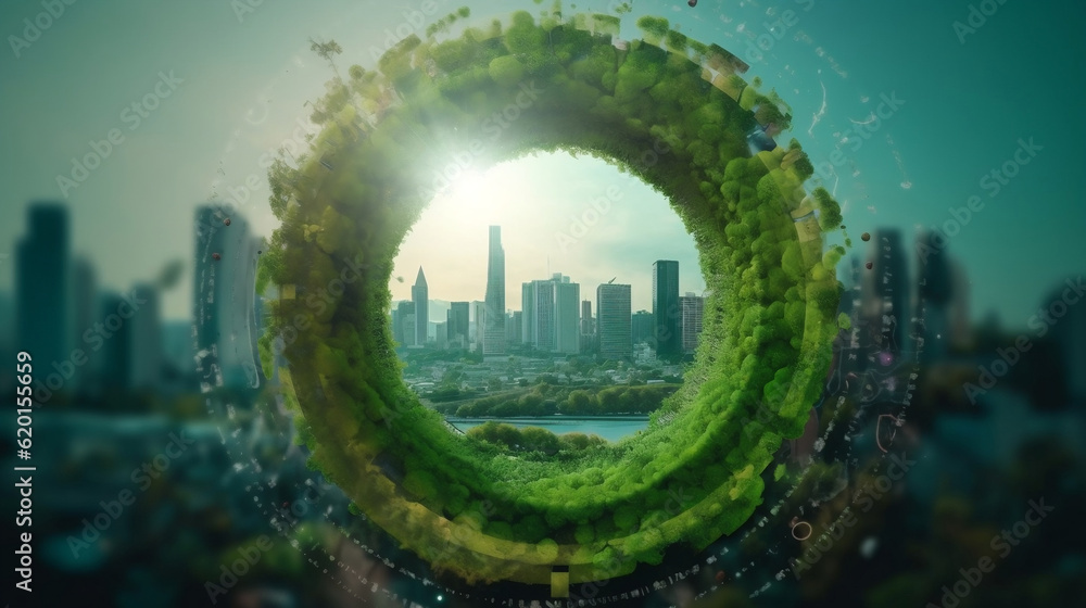 The circular economy icon on nature background in The concept circular ...