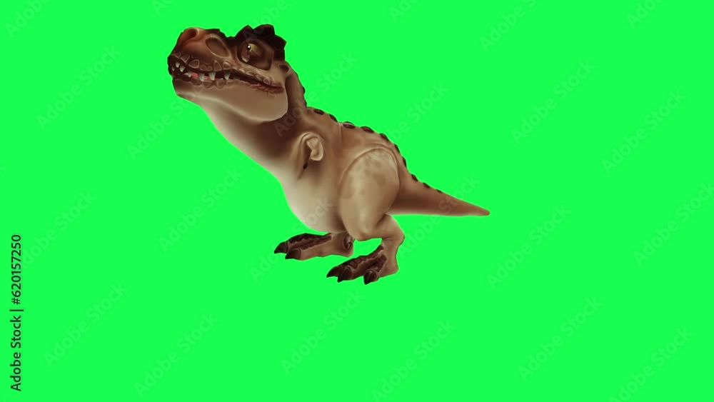 Dinosaur cartoon character while e ercising in green screen chroma key ...