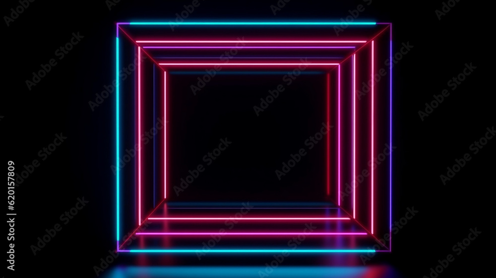 Parallelogram rectangle picture frame with two tone neon color shade ...