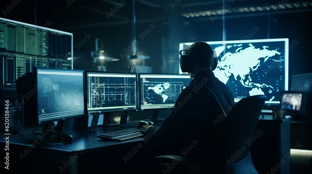 System hacked alert after cyber attack on computer network. compromised ...