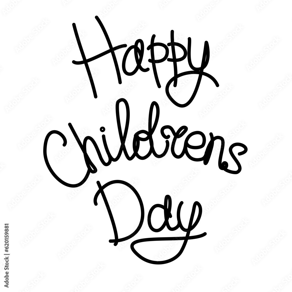Happy Childrens day lettering. Holiday phrase. Hand drawn black vector ...