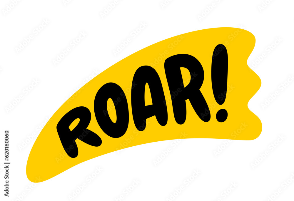 ROAR text. Vector word Roar dino sound. Roar Speech bubble logo ...