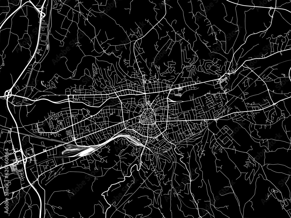 Vector road map of the city of Brive-la-Gaillarde in France on a black ...