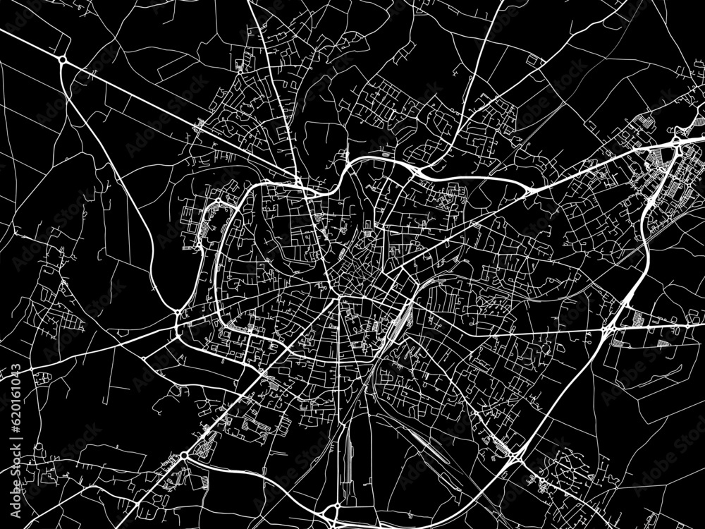 Vector road map of the city of Niort in France on a black background ...