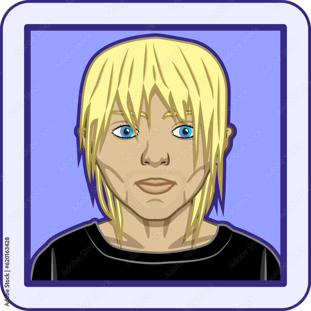 Avatar profile pic of young man with shaggy blonde hair, blue eyes and ...