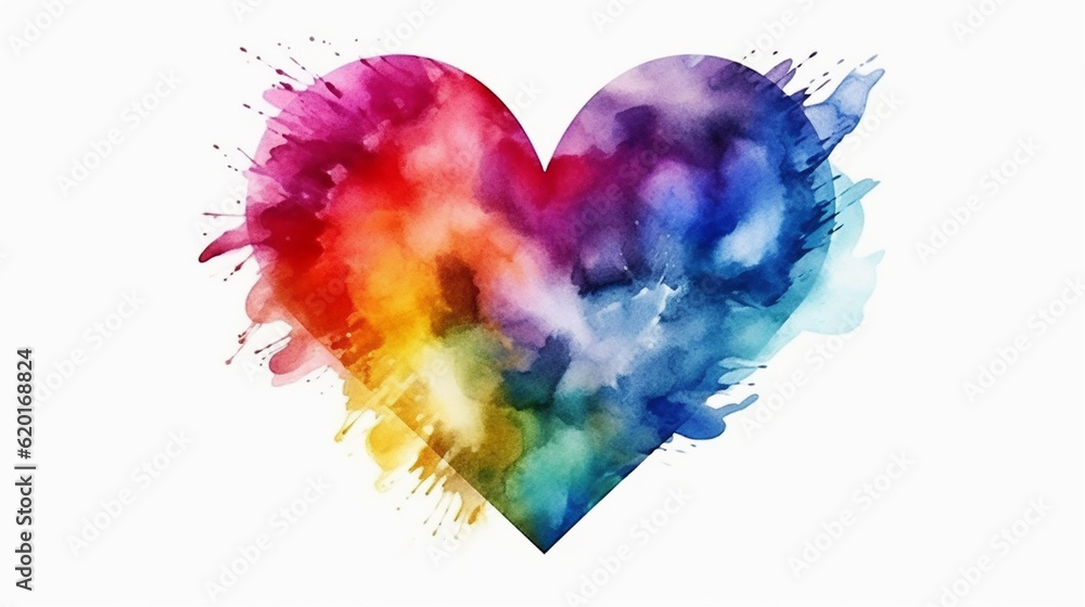 Rainbow watercolor heart isolated illustration Stock Illustration ...