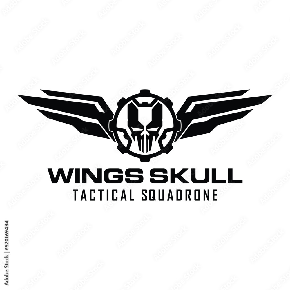 Military Skull Logo Gear Wings. wings gear skull military tactical logo ...