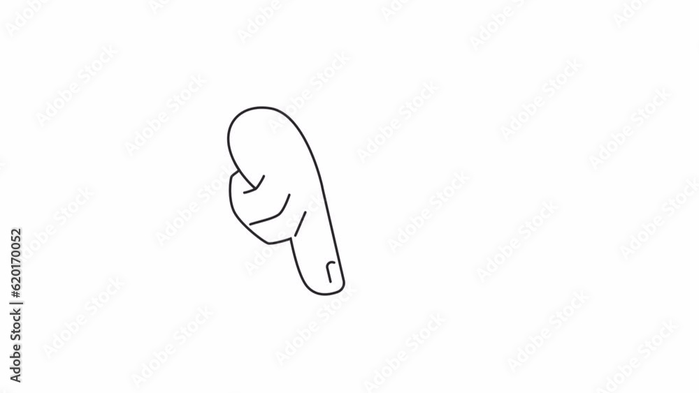 Pointing finger bw 2D hand animation. Hand indicate outline cartoon 4K ...