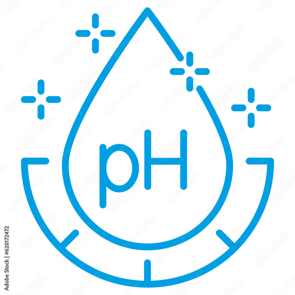 Water Acidity pH. Liquid drop outline pictogram with scale and text ...
