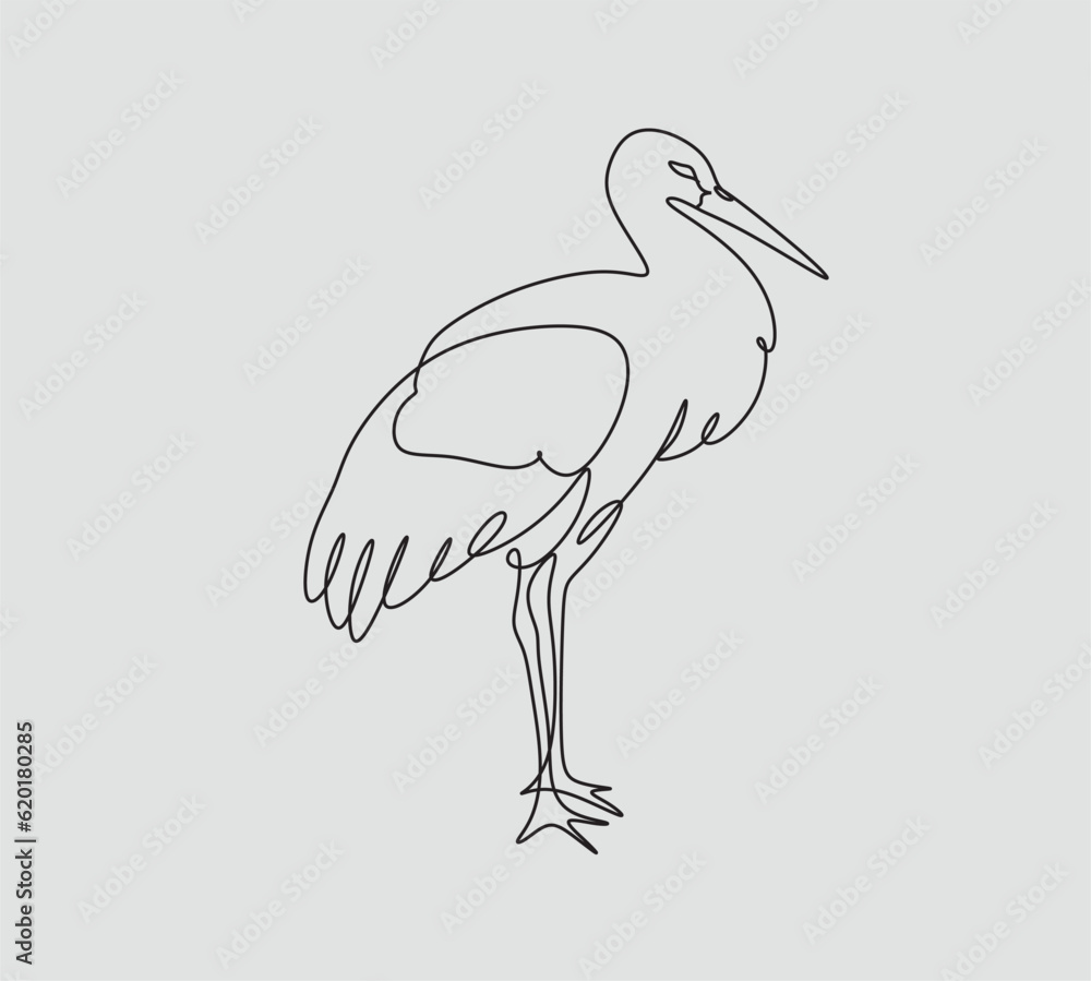 Continuous one line drawing storks flying in sky. Bird as symbol for ...