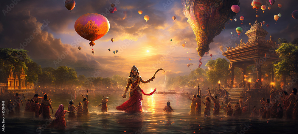 Krishna Day, a holiday, generative AI Stock Illustration | Adobe Stock