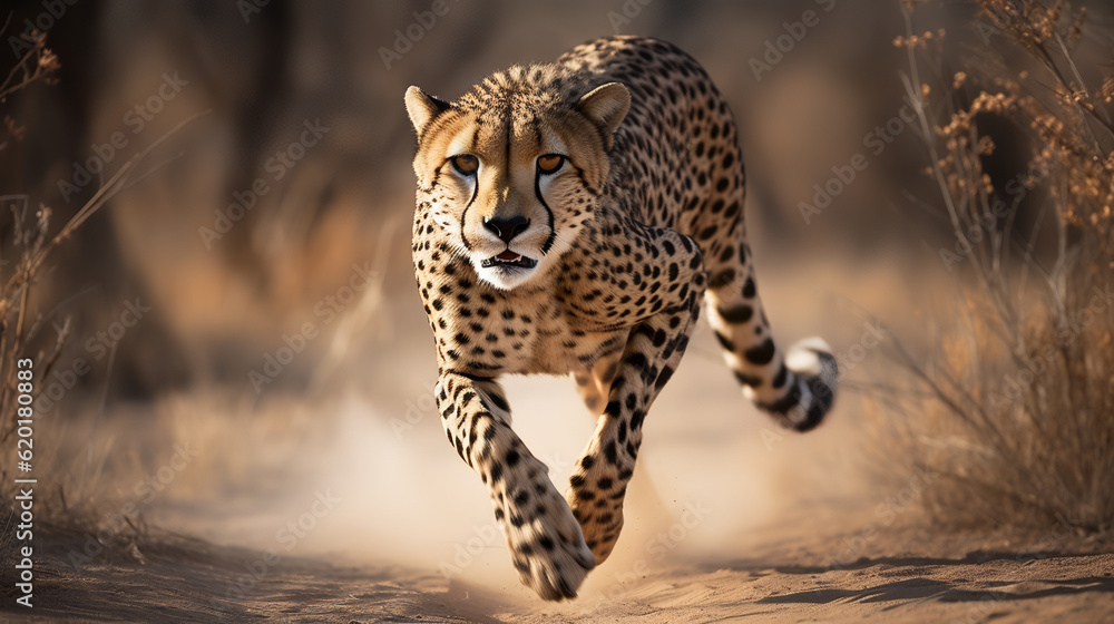 Witness the epitome of grace and speed as a cheetah soars through the ...