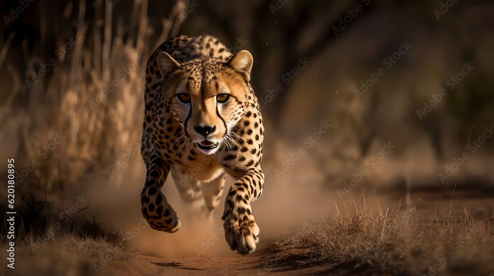 Witness the epitome of grace and speed as a cheetah soars through the ...