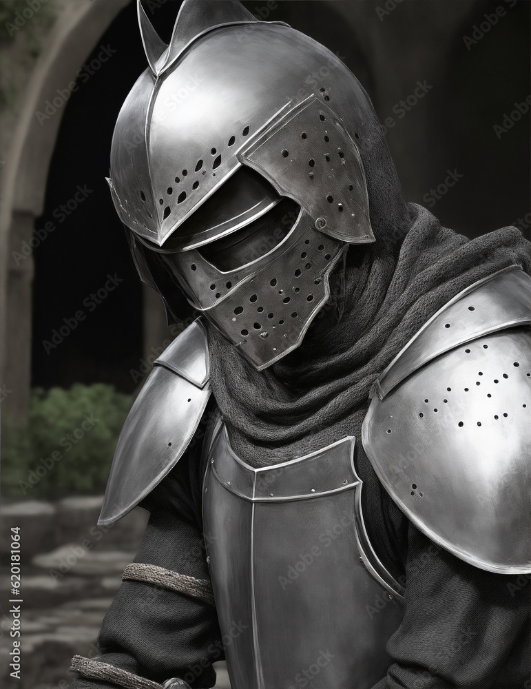 Enter the world of a melancholy knight, whose solemn gaze fixates upon ...