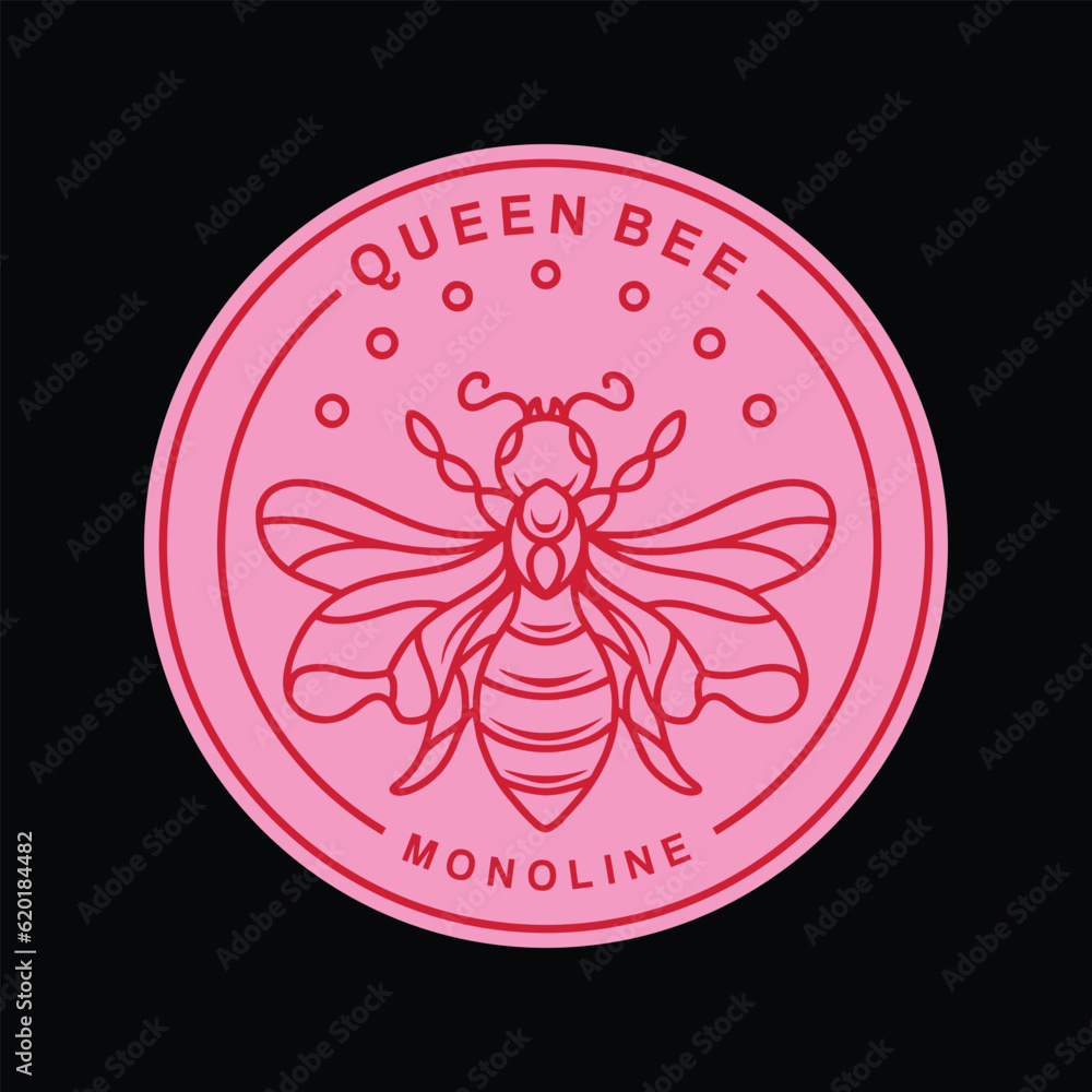 Premium Monoline Queen Bee Logo Design Emblem Vector illustration ...