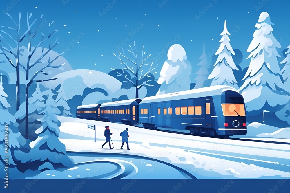 Traveling by high-speed train in winter. AI generated Stock ...