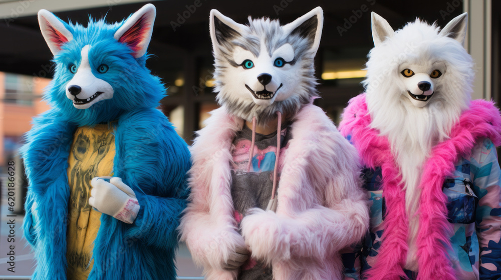 Group of furries people wist furry costumes Stock Illustration | Adobe ...