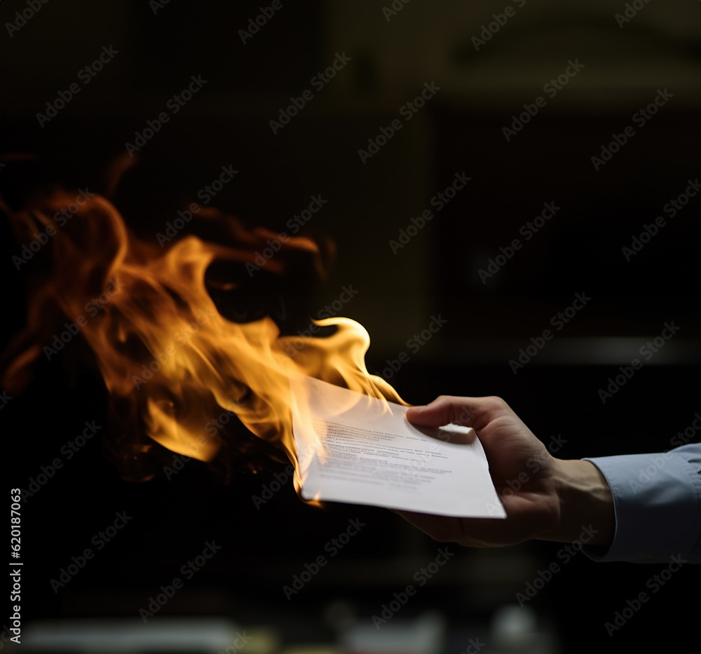 Business man burning documents, Generative AI Illustration Stock Photo ...
