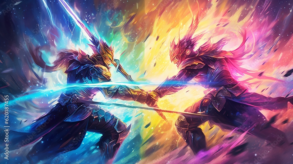 Epic Sword Battle Illustration. Generative AI. Stock Illustration ...
