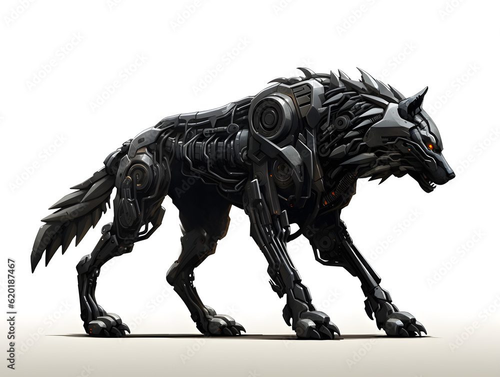 Wolf robot on white background, cartoon movie concept. Generative AI ...