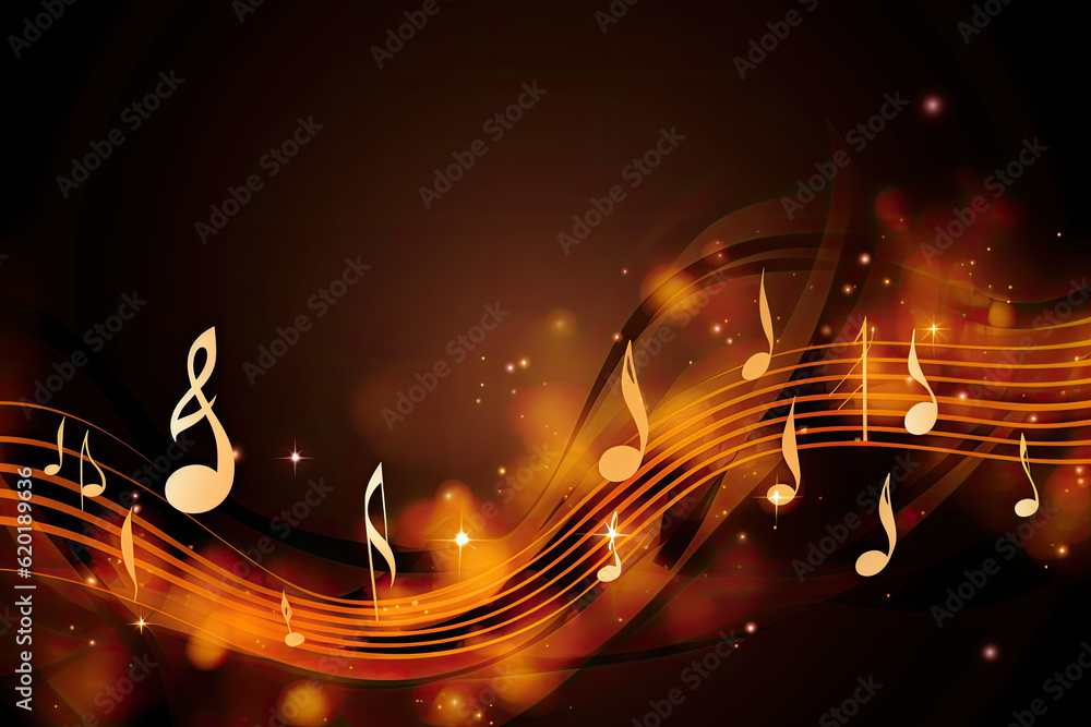 Dark music background with music notes and stave Stock Illustration ...