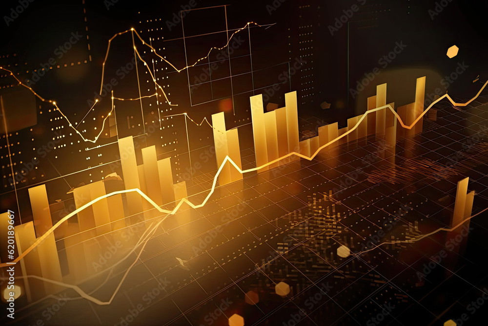 Digital investment background with golden graph Stock Illustration ...
