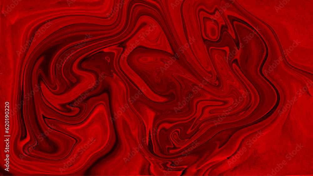 Abstract fluid art background bright red and ruby colors. Liquid marble ...
