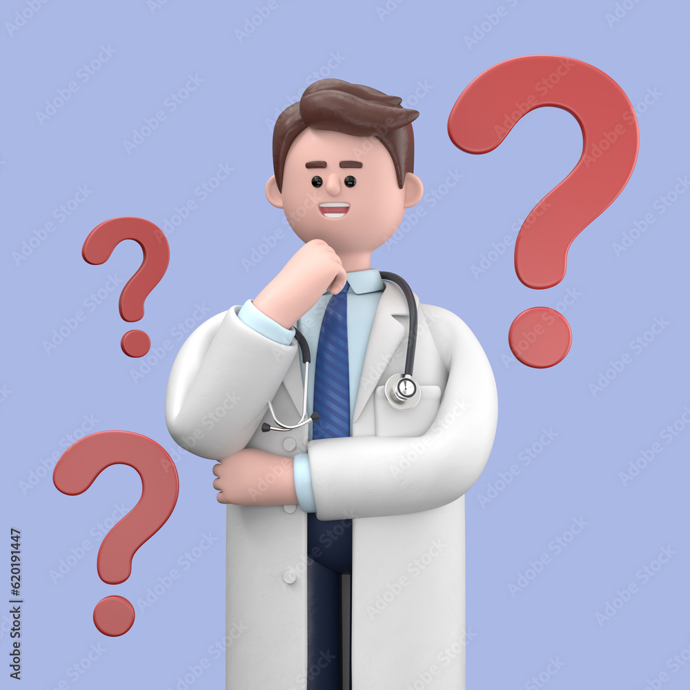 3D illustration of Male Doctor Lincoln doubts and questioning ...