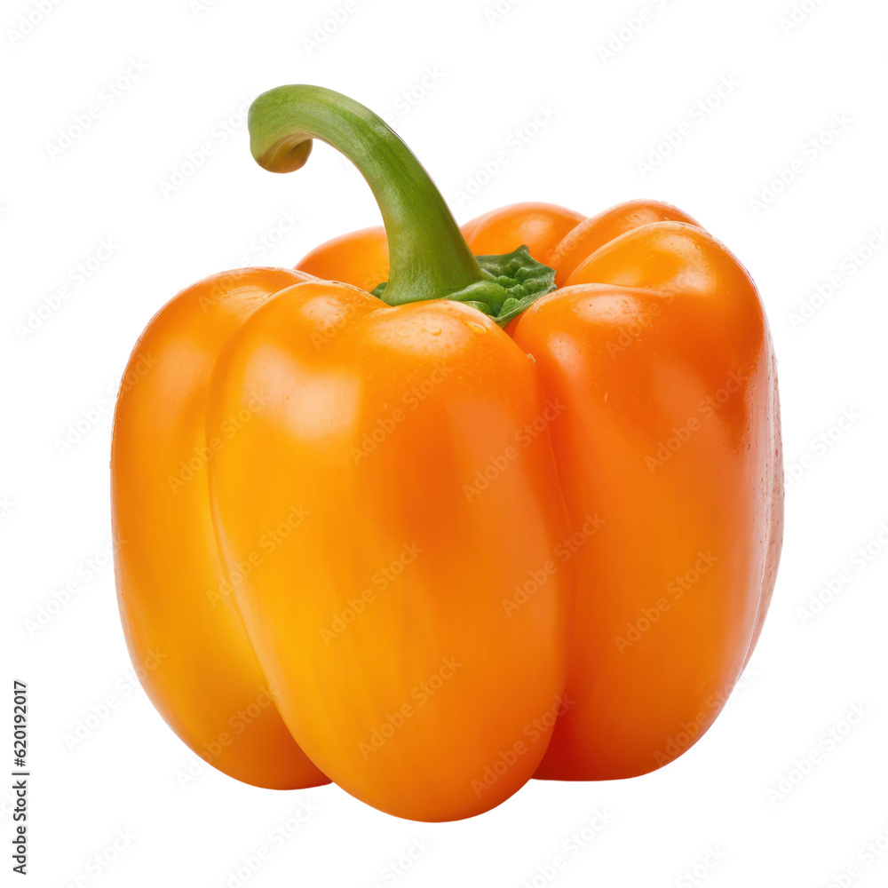 orange bell pepper isolated on transparent background cutout Stock ...
