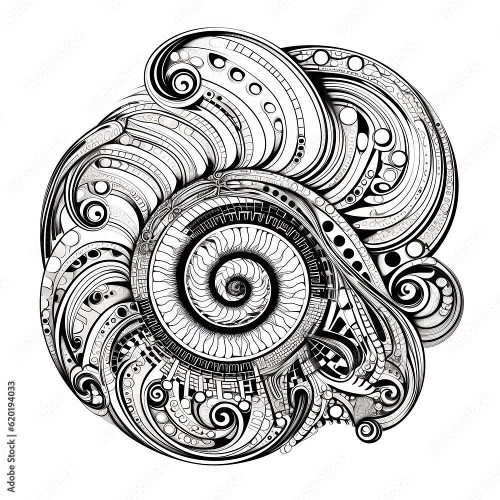 Neuro coloring. abstract image inspired by a whirlpool shapes ...