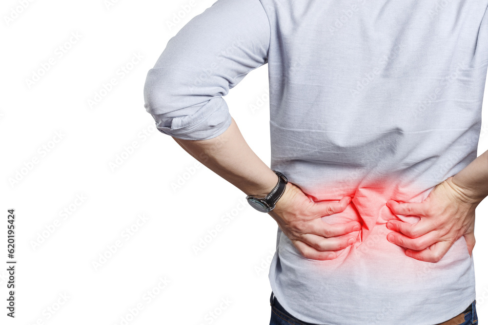 Man suffering from a lower back pain, cut out Stock Photo | Adobe Stock