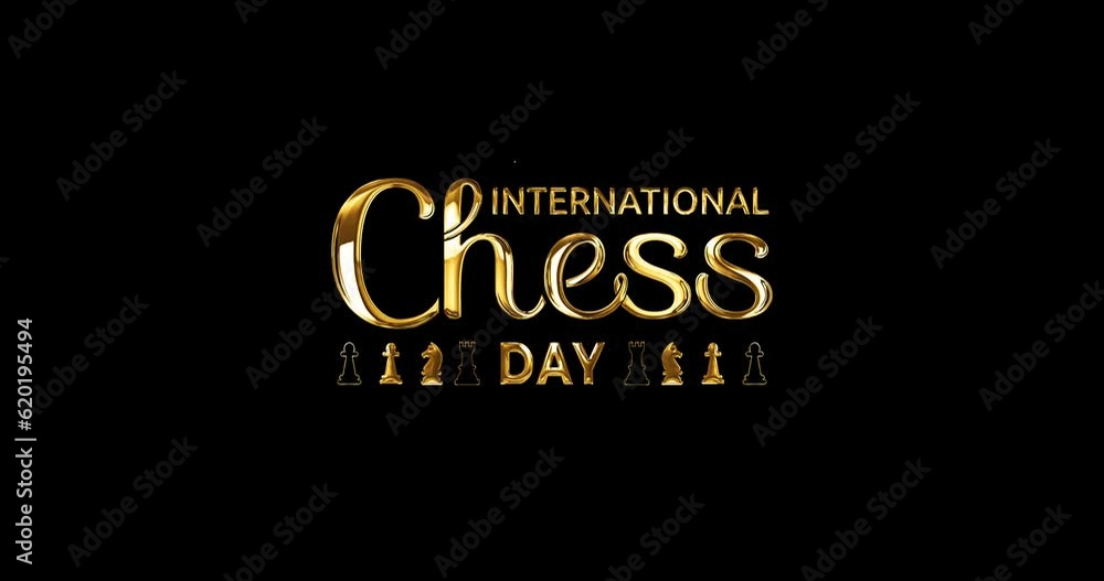 International Chess Day text lettering animation. Handwritten modern ...